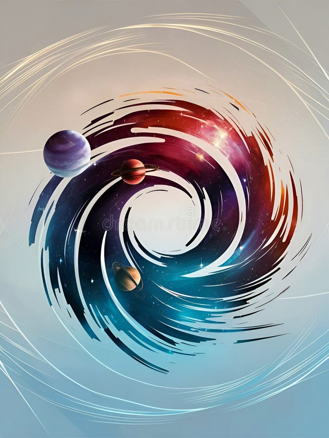 AI Generated Cosmic Vortex: a Dance of Planets Stock Illustration ...
