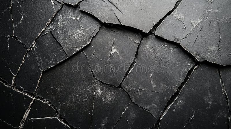 Cracked Black Slate Surface with Irregular Fractures and Rugged Texture ...