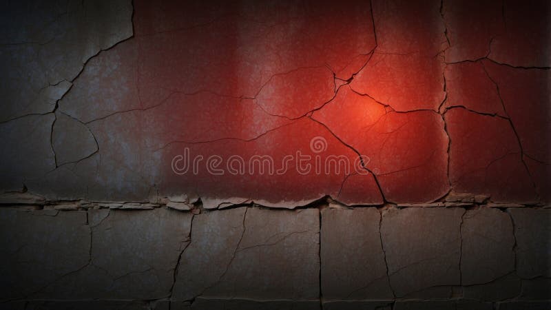 Cracked Concrete Wall with Red Light and Dramatic Effect. Stock Photo ...