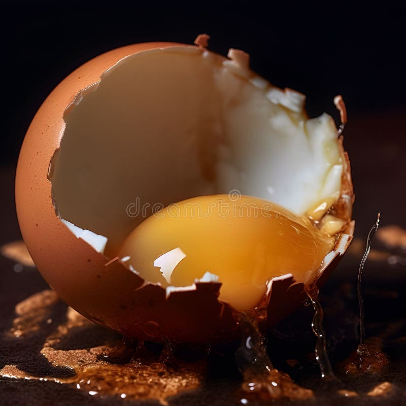 AI Generated Cracked Eggshell on Dark Background Stock Illustration ...