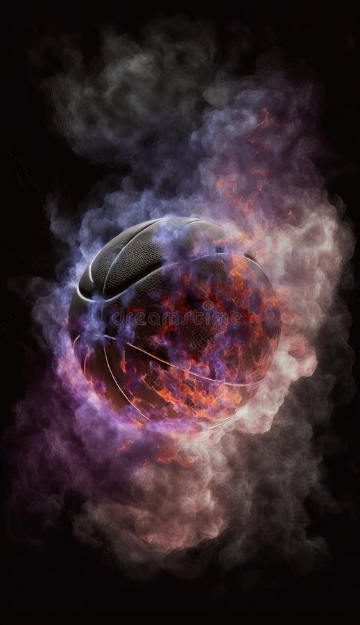 AI Generated Creative Image of a Basketball with Colored Smoke Stock ...