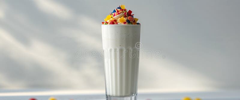 Creamy Coconut Shake with Toppings in a Tall Glass. Stock Image - Image ...