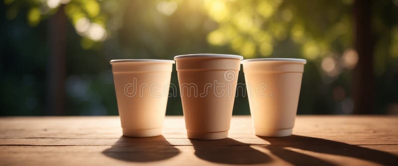 Creative Composition Made of Two Paper Cups on Sunlit Background with ...
