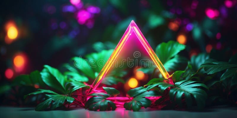 Creative Fluorescent Color Layout Made of Tropical Leaves with Neon ...