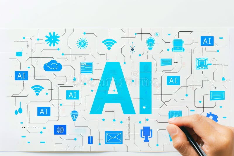 Creative Illustration of a Brain with AI Connections, Representing ...