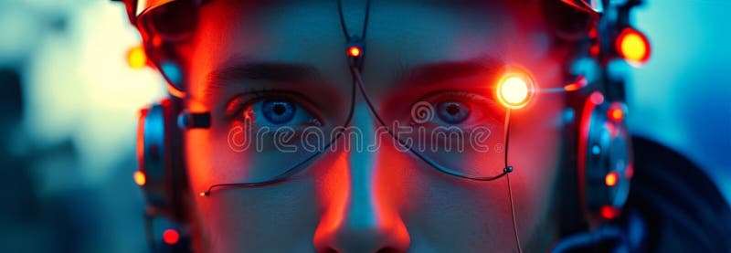 Man with Red Light on His Face Stock Illustration - Illustration of ...