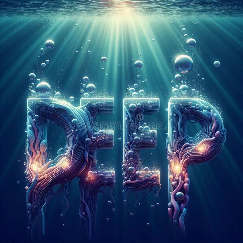 Underwater Typography with Bubbles and Sunlight Stock Illustration ...