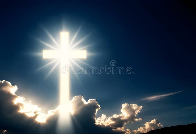 A Cross with the Sun Shining on it in the Sky Stock Illustration ...