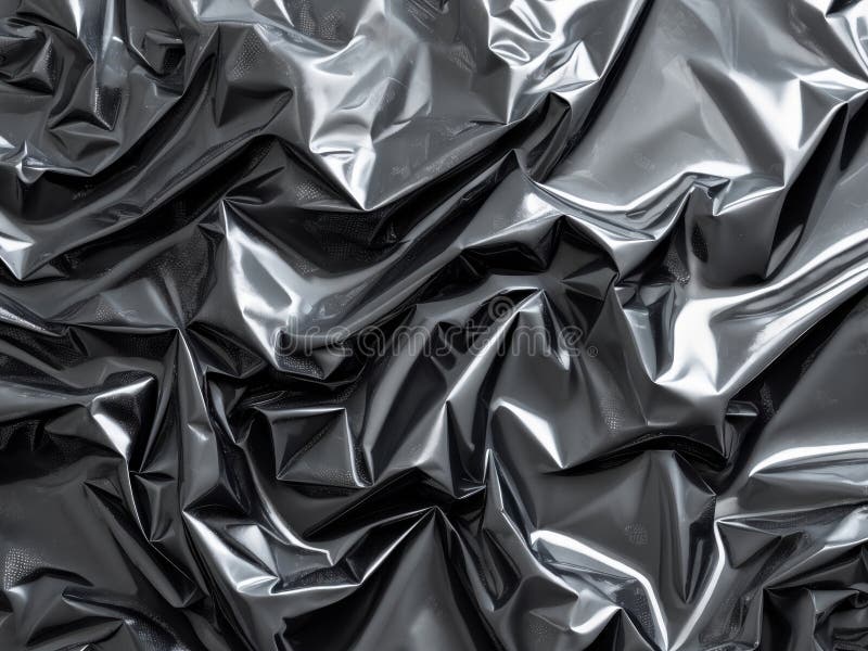 Crumpled Black Plastic Background with Dynamic Texture and Depth Stock ...