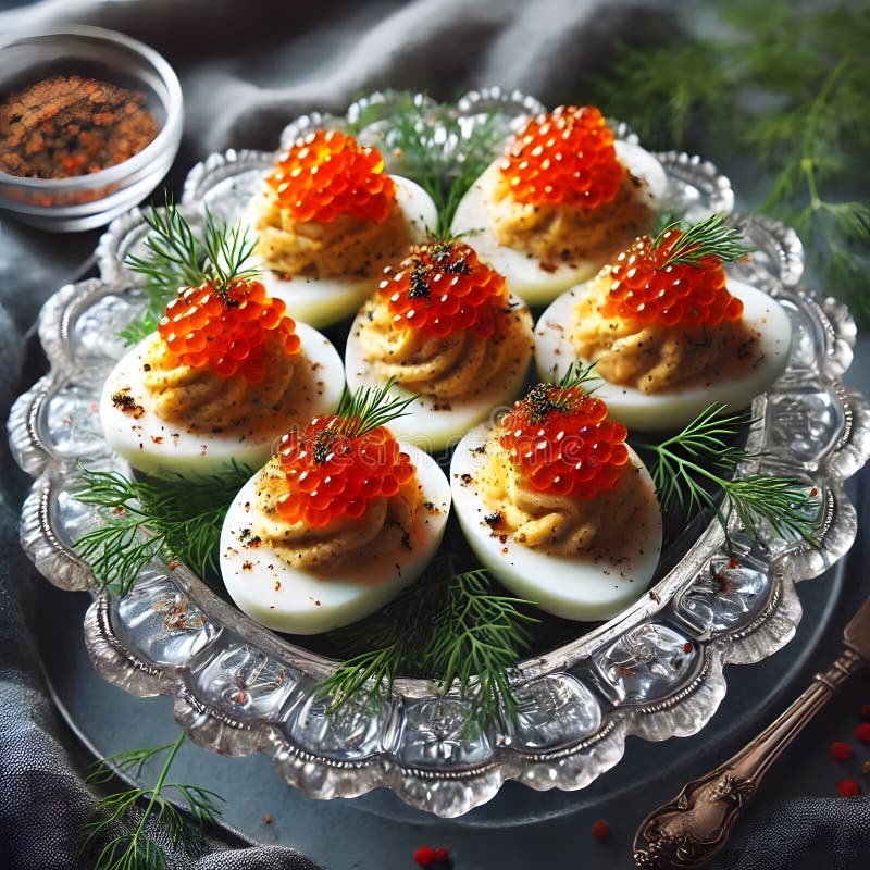 Gourmet Luxury Deviled Eggs with Caviar Stock Illustration ...