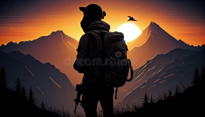 Mountain Explorer, Made with Generative AI Stock Illustration - Illustration of nature ...
