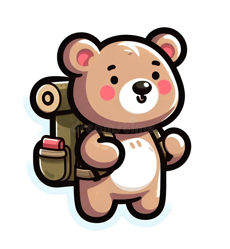 AI-generated Cute Backpacking Bear Cartoon Illustration Stock Image ...