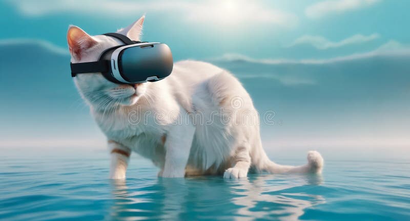 AI Generated Cute Cat Wearing VR Goggles in a Minimal Dreamy ...