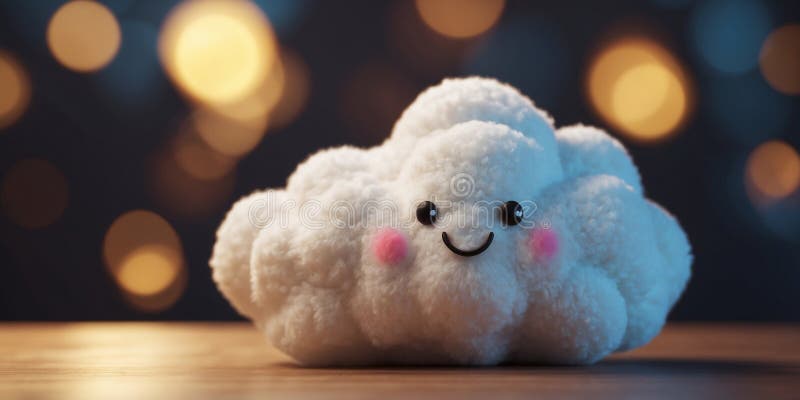 Cute Cloud Toy with a Happy Face Symbolizing the Playful and Friendly ...