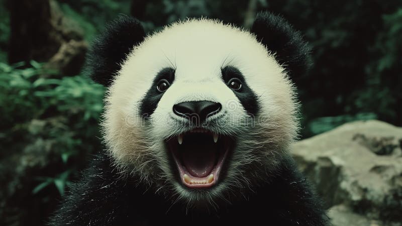 AI-generated Cute Panda with Open Mouth Stock Illustration ...