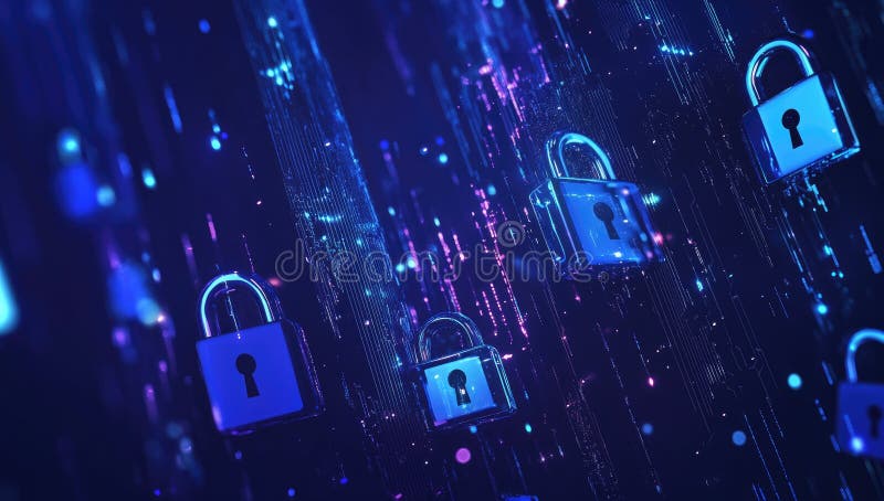 AI-Generated Cyber Security Locks Stock Illustration - Illustration of ...