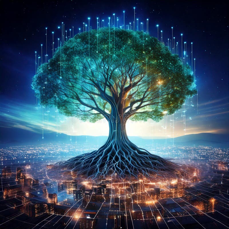 AI-Generated AI-Generated Cyber Tree of Knowledge – Futuristic Digital ...