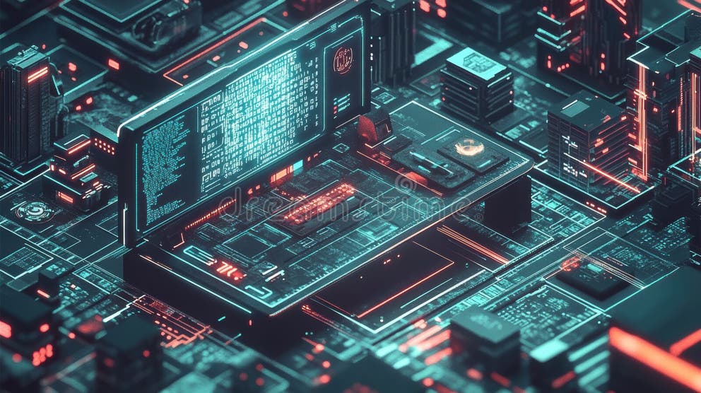 AI-Generated Cyberpunk Techscape Stock Illustration - Illustration of ...