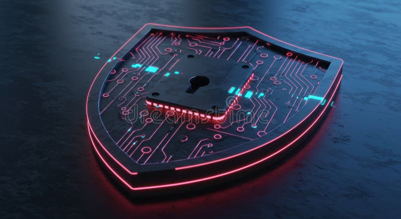 AI-Generated Cybersecurity Shield Stock Illustration - Illustration of ...
