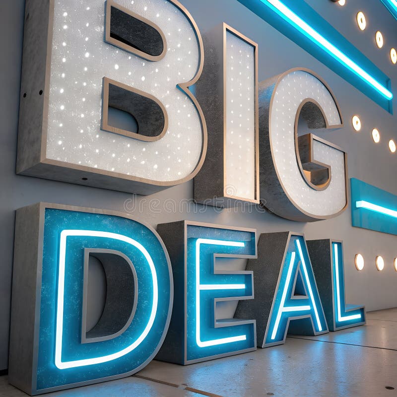 3D Illuminated Text Display of Big Deal with a Modern and Captivating ...
