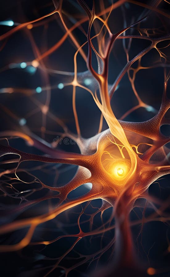 AI Generated 3d Illustration of Neuron, Nervous System Background Stock ...