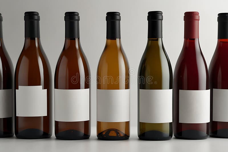 Ai Generated, 3d Illustration. Wine Bottle Mock-Up - 7 Bottles. Stock ...