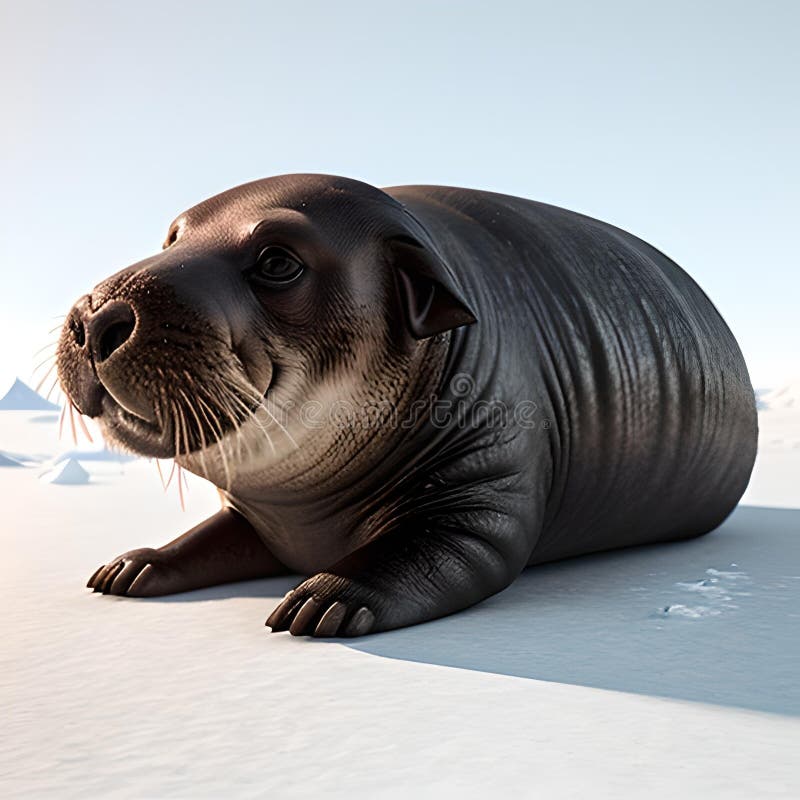 AI Generated 3D Image of a Walrus Posing in a Snowy Landscape Stock ...