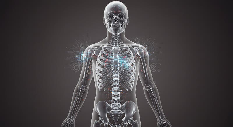 AI-Generated 3D Model of Human Skeleton with Digital Overlay: Advanced ...