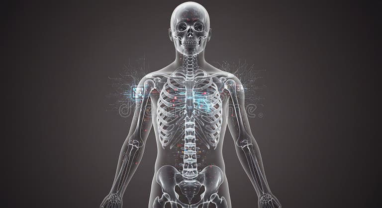 AI-Generated 3D Model of Human Skeleton with Digital Overlay: Advanced ...