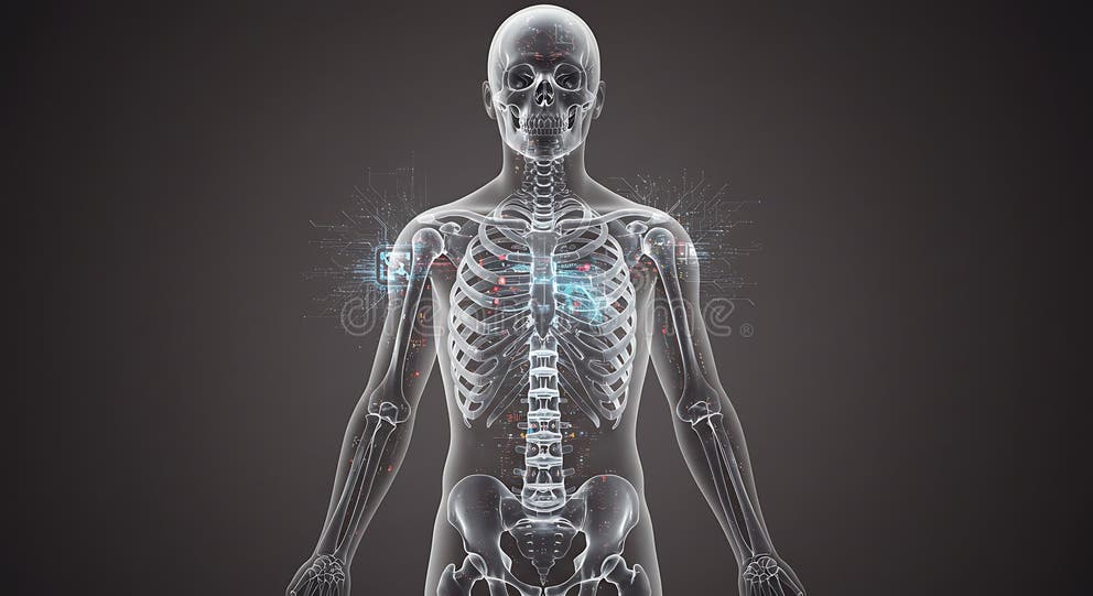 AI-Generated 3D Model of Human Skeleton with Digital Overlay: Advanced ...