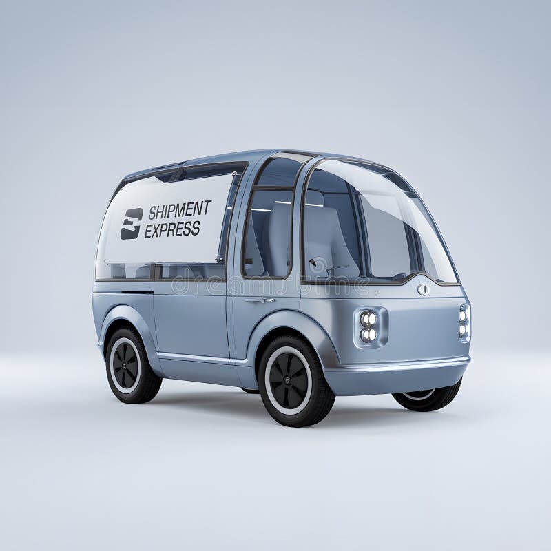 3D Model of Sleek Small Delivery Van on Pure White Background Scene ...