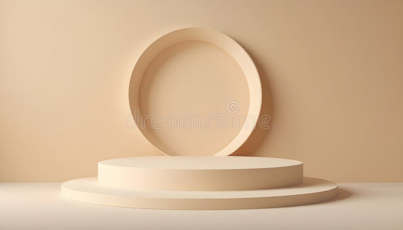 3d Render of a Beige Pedestal with an Oval Shape Stock Illustration ...