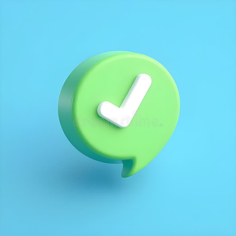 AI Generated 3D Render of a Green Chat Bubble with a White Checkmark ...