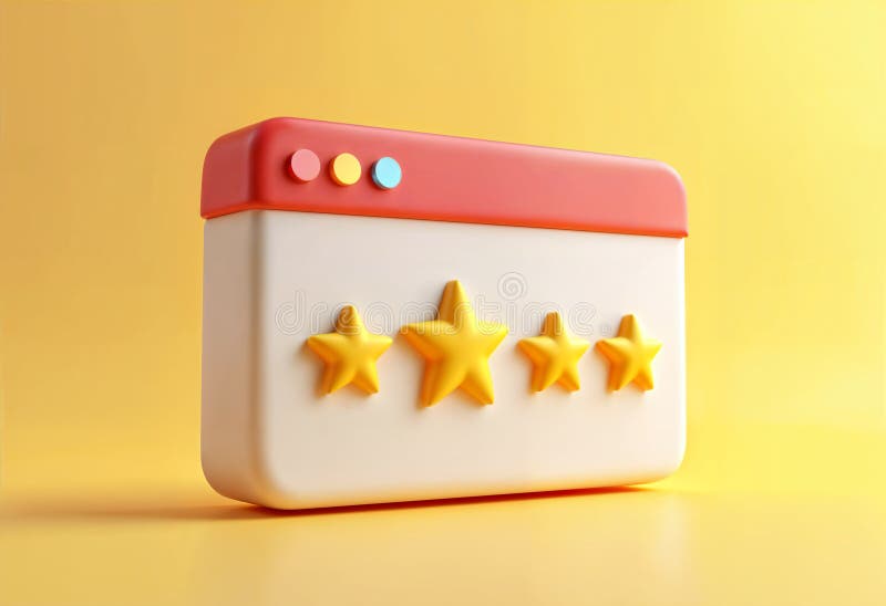 AI Generated 3D Squishy Browser Window with Star Rating and Gold Review ...