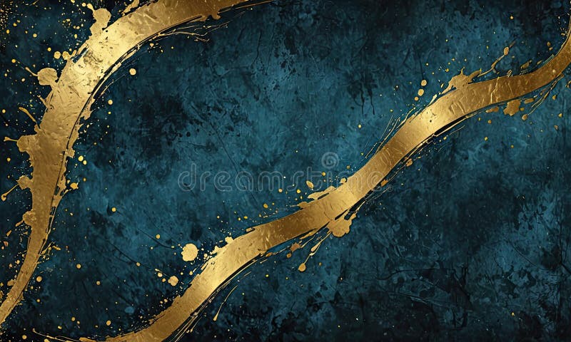 A Gold and Blue Color Background with Gold Splatters. Stock ...