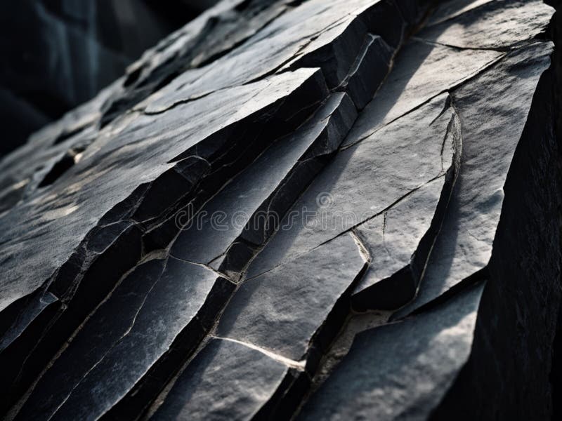 Dark, Jagged Rock Formations with Intricate Textures and Shadows Stock ...