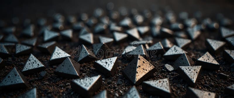 Dark, Sharp, Triangle-shaped Pieces of Metal Scattered on the Ground ...