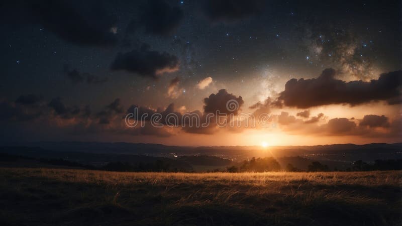 A Dark Sky with a Bright Light in the Middle. Stock Image - Image of ...
