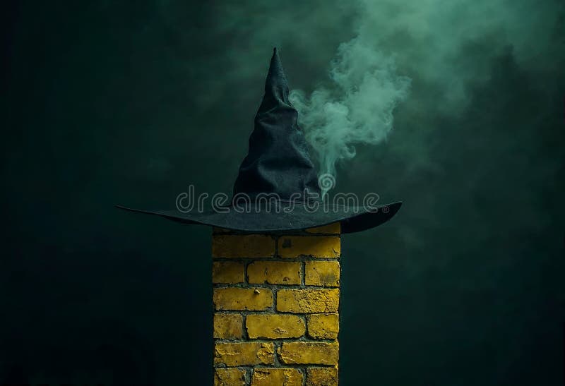 "AI Generated Dark Wizard Witch Concept with Hat, Green Smoke and ...