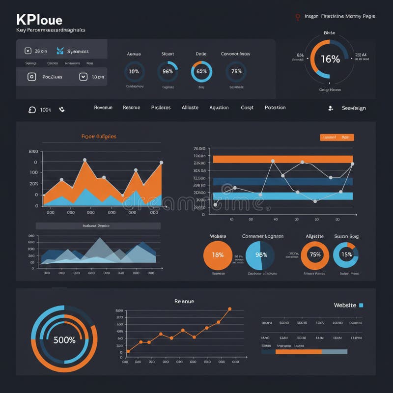 A Dashboard Layout Displaying Various Key Performance Indicators (KPIs) Using Chart Stock ...