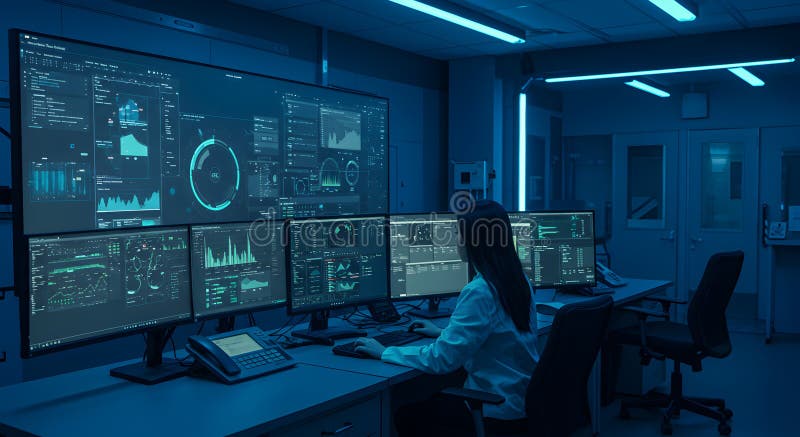 AI-Generated Data Center Monitoring Stock Illustration - Illustration ...