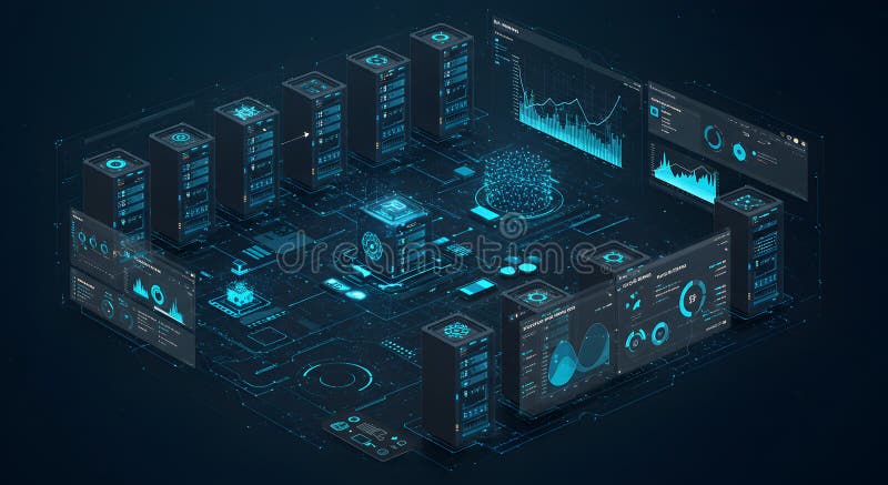 AI-Generated Data Center Visualization Stock Illustration ...