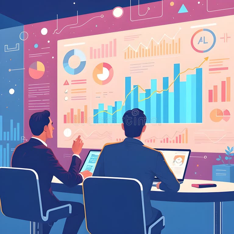 AI Generated Data-driven Business Illustration with Executives ...