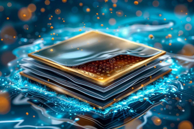 AI Data Processing Unit with Neon Lights in a High Tech Lab ...