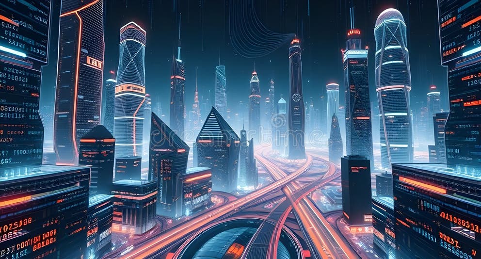 AI-Generated Data Stream Metropolis – City of Digital Networks Stock ...