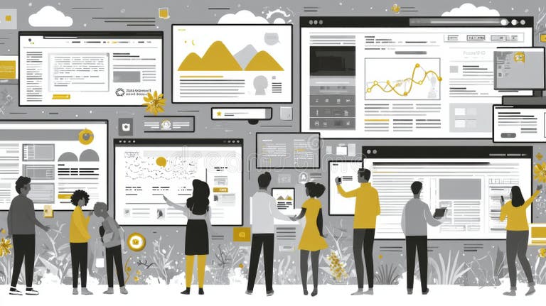 AI-Generated Data Visualization Team Stock Illustration - Illustration of website, information ...