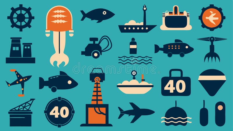 AI Generated Deep-sea Exploration Icons Featuring Submarines, Drones ...