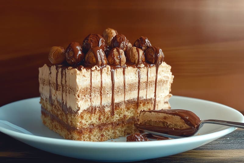 Chocolate Hazelnut Cake Slice Stock Illustration - Illustration of ...