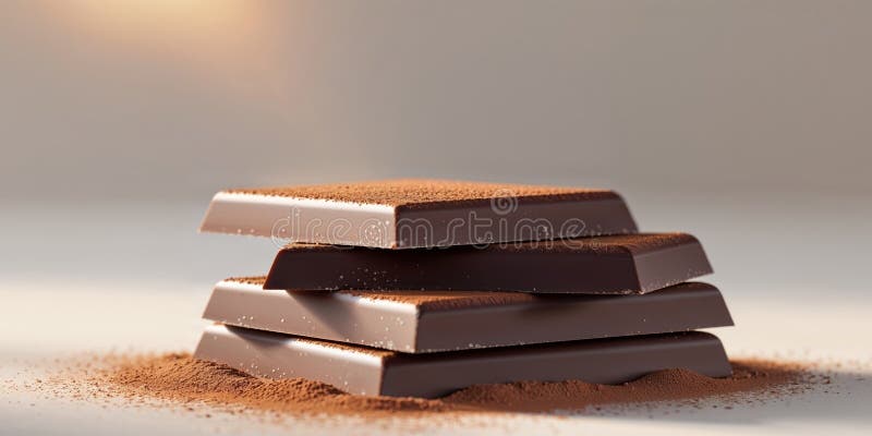Delicious Stack of Rich Dark Chocolate Bars with Cocoa Powder Dusting ...