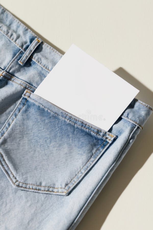 Denim Mockup Featuring Paper Card in Pocket with Blank Space. Stock ...